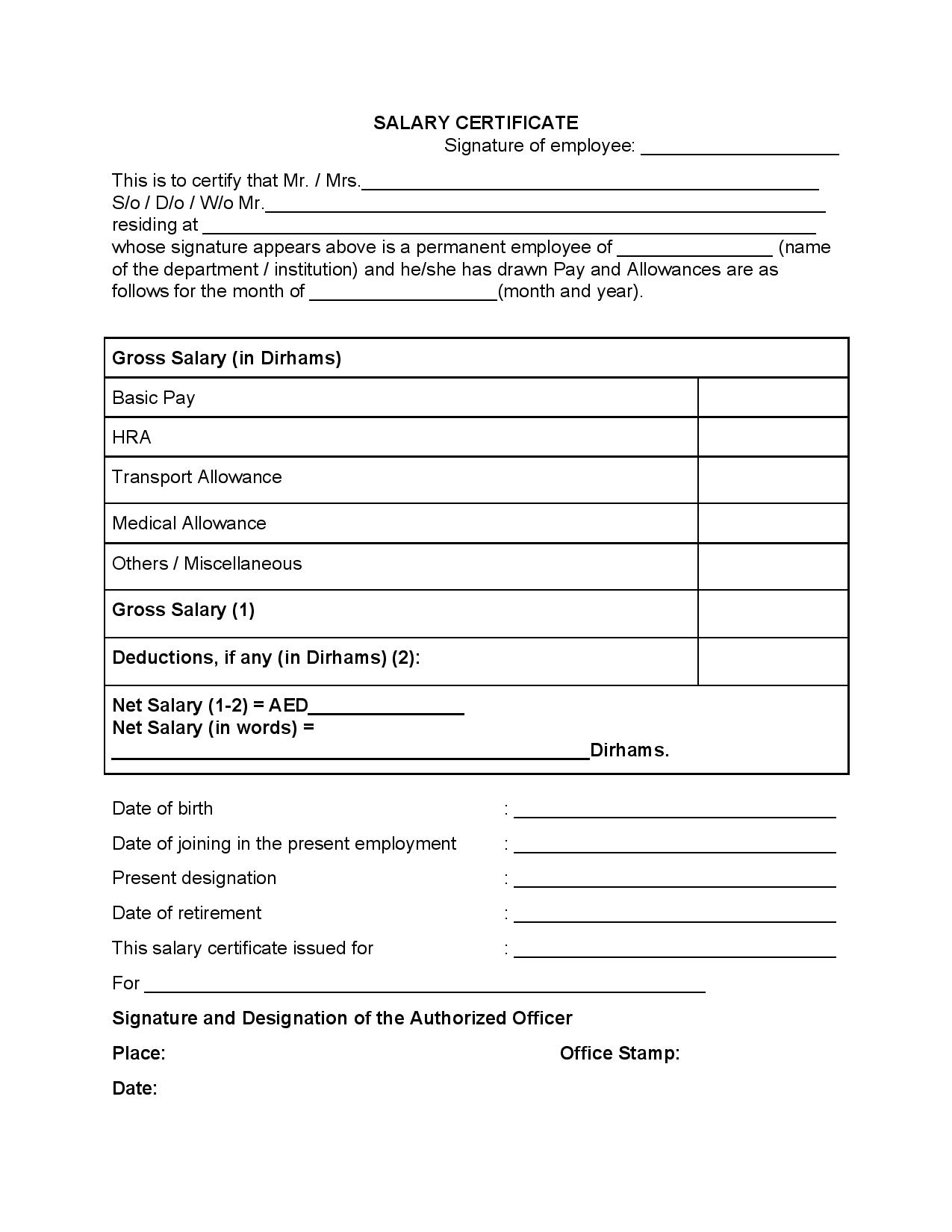 Salary Certificate Format in UAE | Zimyo Salary Certificate Format in UAE | Zimyo